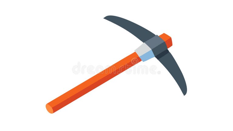 Orange Pickaxe Icon, Representing Mining Tool Construction Equipment ...