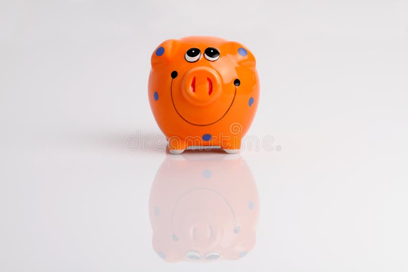 Orange pig with reflection stock image. Image of banknotes - 12091483