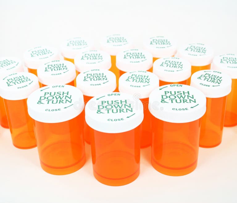 Orange Pill Bottles stock photo. Image of plastic, caps - 4197602