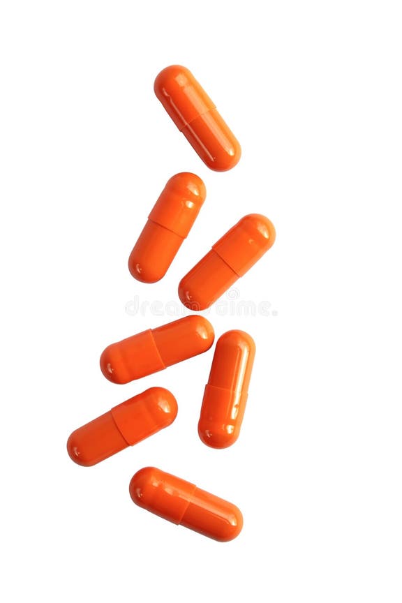 Orange pill capsules stock photo. Image of macro, chemical - 35050444