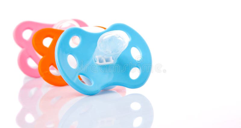 Orange, Pink and Blue Pacifier V Stock Image - Image of plastic, object ...