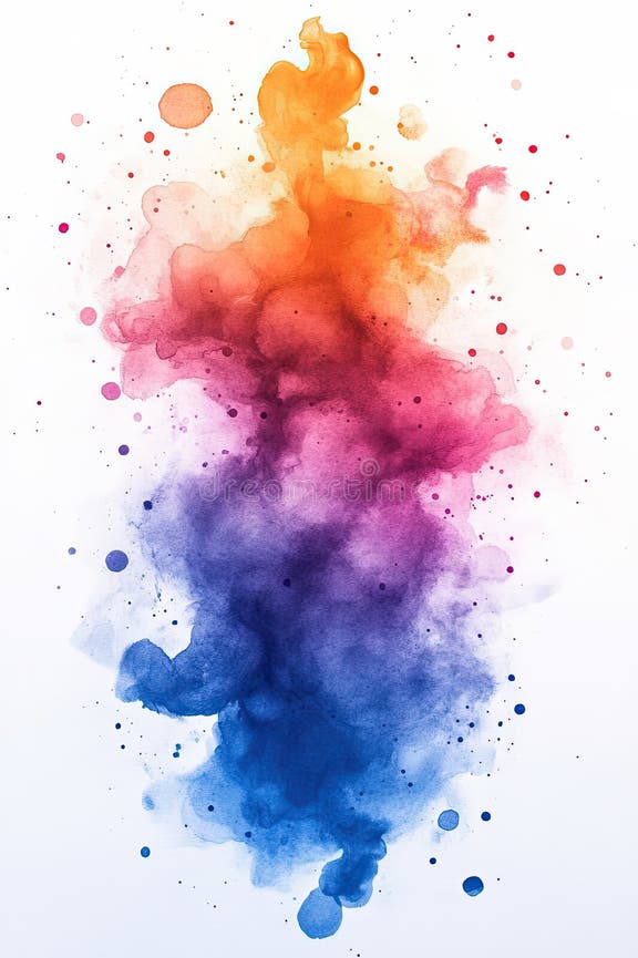 Orange Pink Blue Watercolor Splash Gradient Flow. Stock Illustration ...