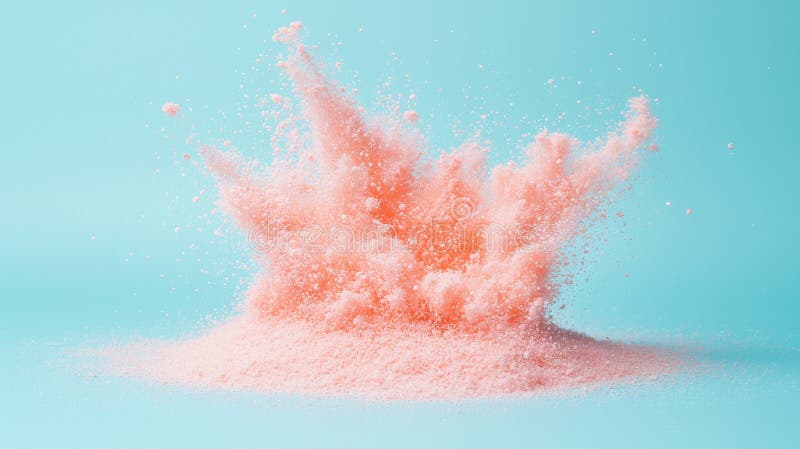 Orange, Pink, and Brown Powder Explosion on a Blue Background Stock ...
