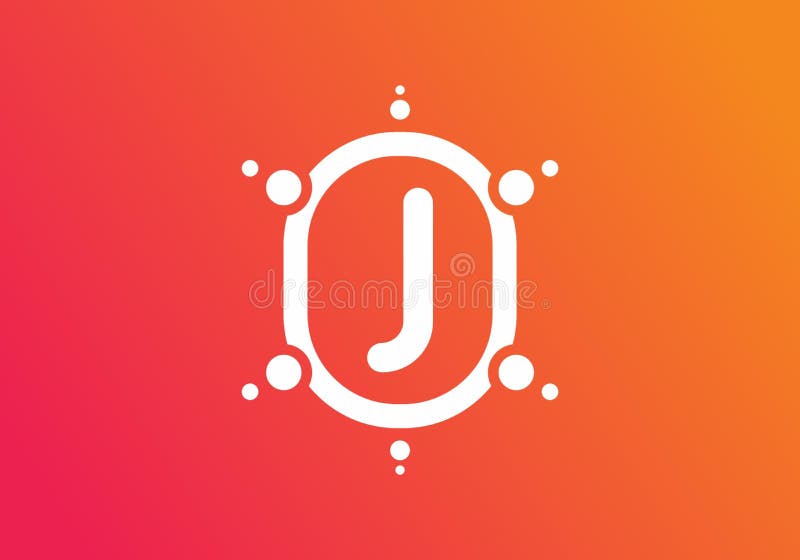 Orange Pink Gradient Color of J Initial Letter in Oval Frame Stock ...