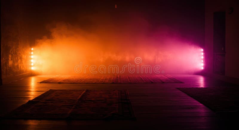 Orange and Pink Stage Lighting with Smoke Stock Image - Image of floor ...