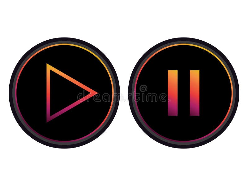 Orange Black Play Pause Button Icon Vector Stock Vector - Illustration ...