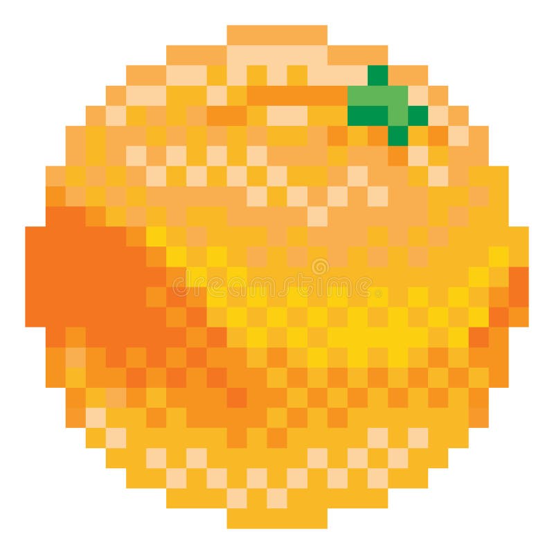 Orange Pixel Art 8 Bit Video Game Fruit Icon Stock Vector ...
