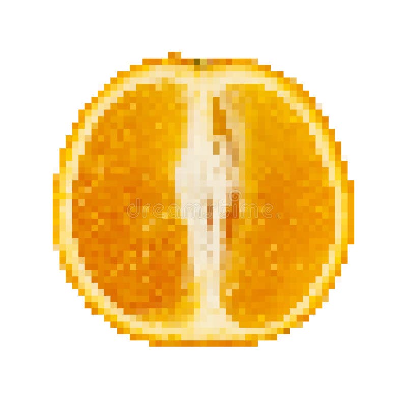 Orange Pixel Art 8 Bit Video Game Fruit Icon Stock Vector ...