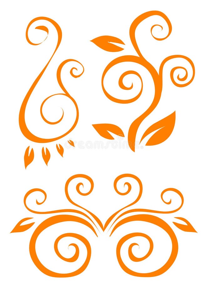 Orange plant pattern stock illustration. Illustration of curl - 13385298
