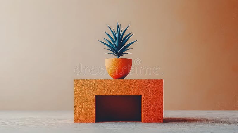 Orange Plant Stand, Minimalist Interior Stock Illustration ...
