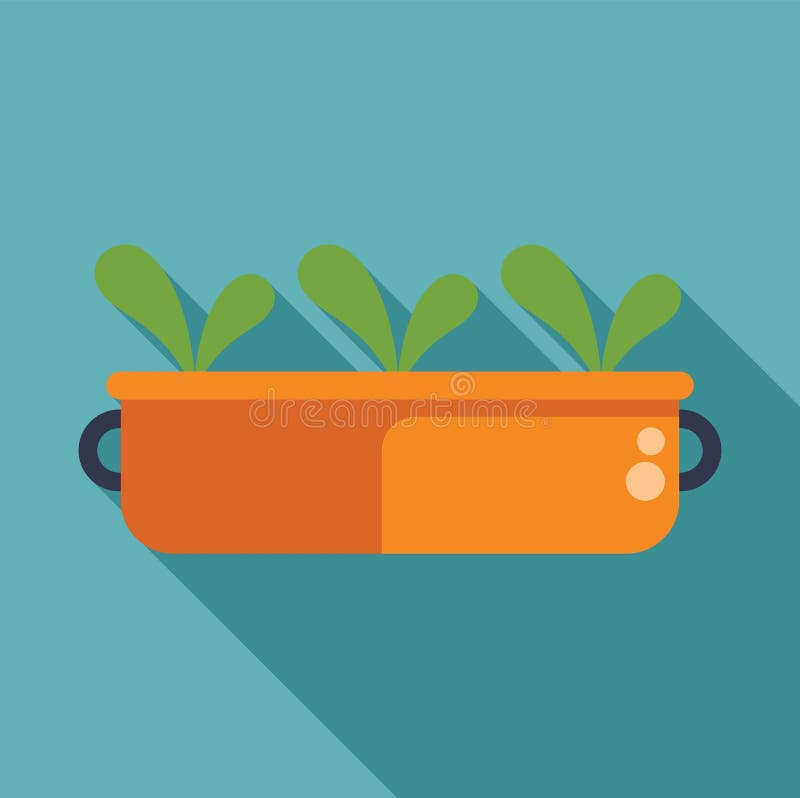 Orange Planter Box with Herbs Growing in Window Box Stock Vector ...