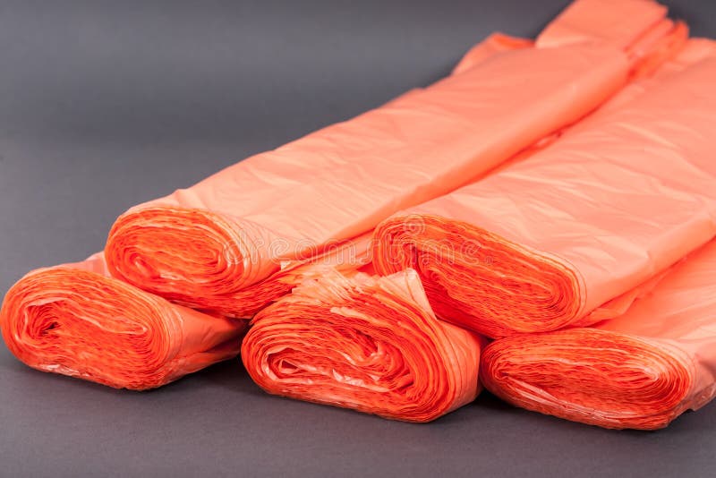 Orange plastic bags stock image. Image of conservation - 32467939