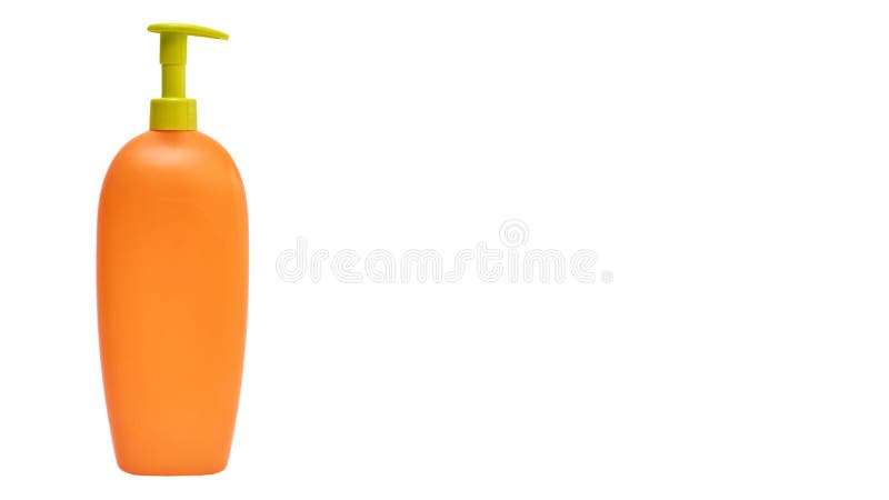 Orange Plastic Bottle Isolated on White Background. Copy Space ...