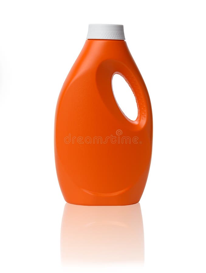 Orange Plastic Bottle for Liquid Laundry Detergent Isolated on White ...