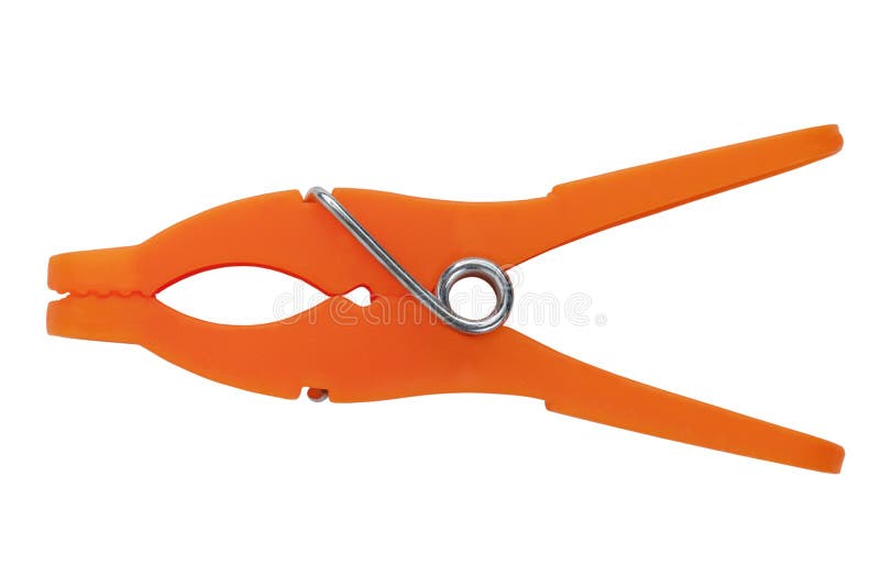 Orange Plastic Clothespins with Metal Spring Stock Image - Image of ...