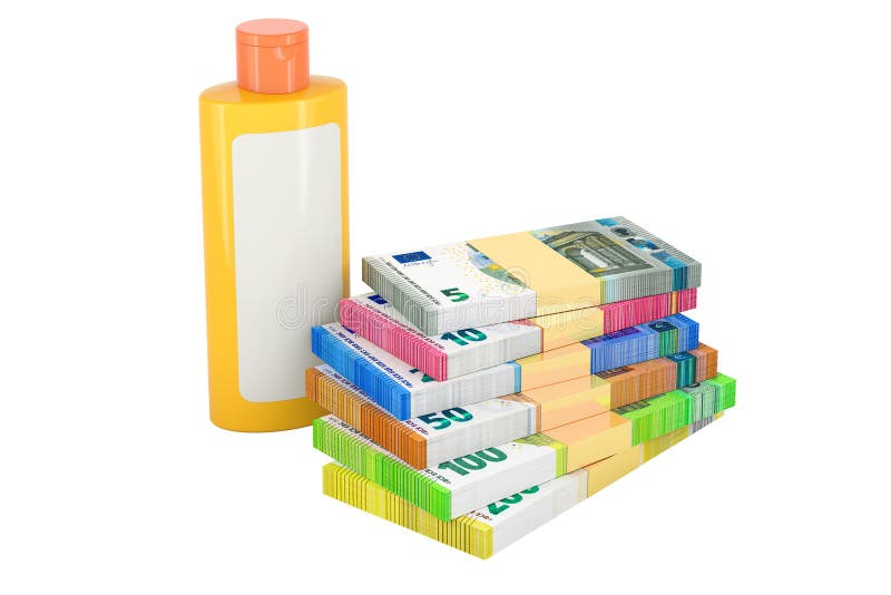 Orange Plastic Cosmetic Bottle with Euro Packs. 3D Rendering Stock ...