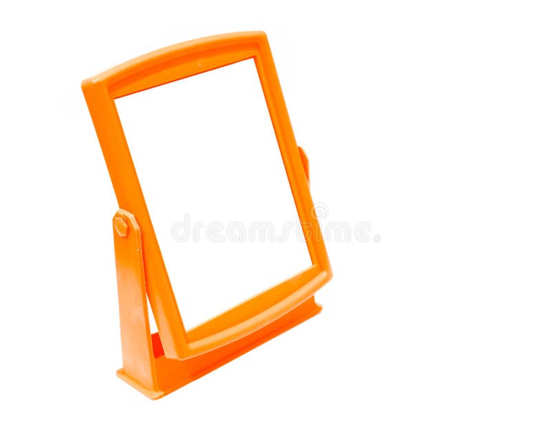Orange Plastic Frame Mirror on White Background Stock Image - Image of ...