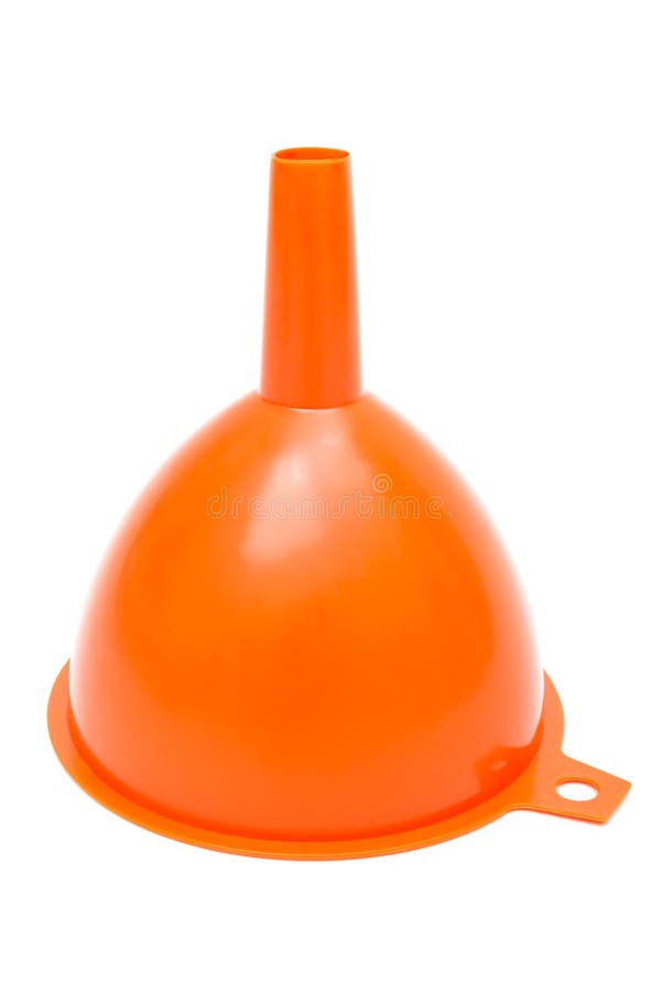 Orange plastic funnel stock image. Image of blank, isolated - 64366019