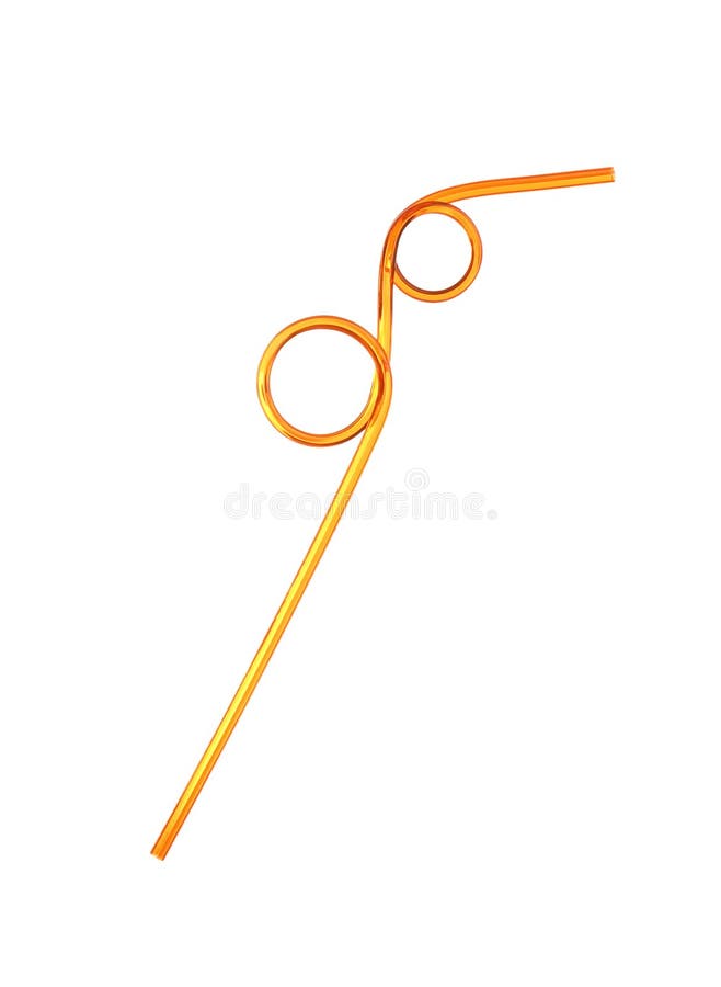 Orange Plastic Loop Straw for Drink Isolated on White Stock Image ...