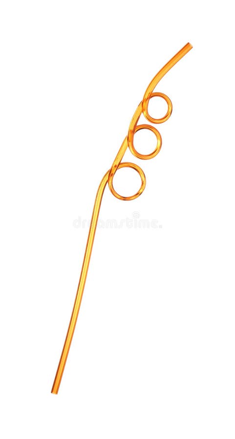 Orange Plastic Loop Straw for Drink Isolated on White Stock Image ...