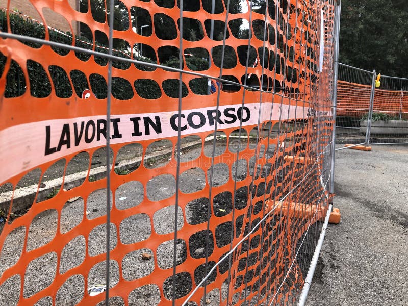 Orange Plastic Mesh Road Work in Progress Stock Image - Image of mesh ...