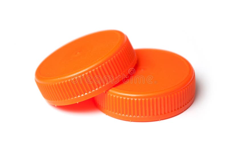 Orange Plastic Plugs for Recycling on White Background Stock Image ...