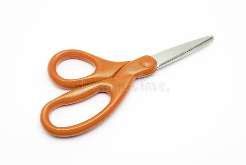 Orange Plastic and Stainless Steel Scissors Stock Photo - Image of ...