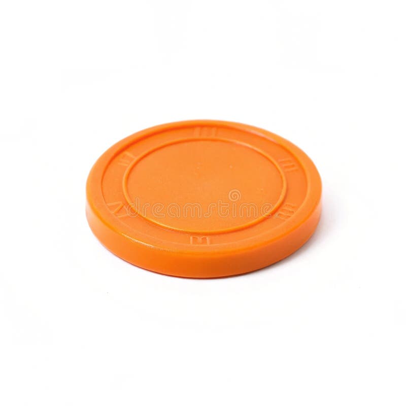 Orange Plastic Token Isolated on White Background Stock Illustration ...