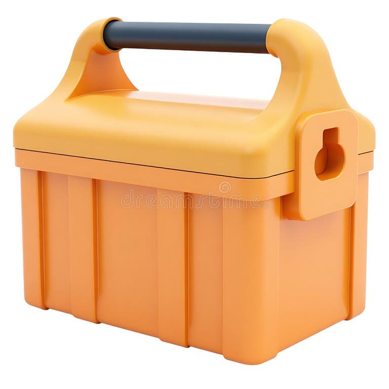 Orange Plastic Tool Box with Carry Handle Storage Case Stock ...
