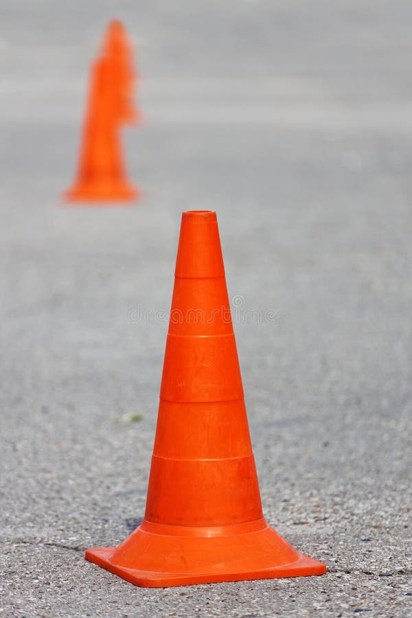 Red Plastic Traffic Safety Cone Stick Isolated on White Background ...