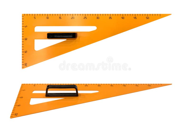 Orange Plastic Triangular Ruler Isolated on White Background Stock ...