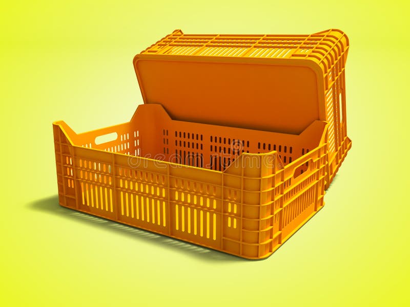 Orange Plastic Two Boxes Blank Rear View 3d Render on Blue Background ...