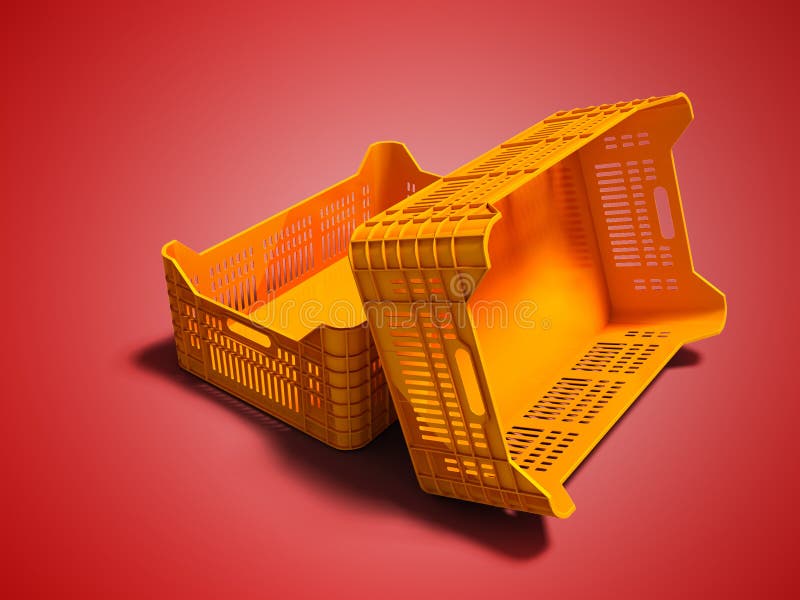 Orange Plastic Two Boxes Blank Rear View 3d Render on Blue Background ...