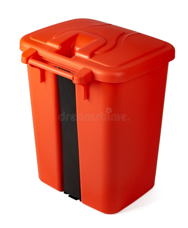 Orange Plastic Waste Bin Isolated on White Background Stock Image ...