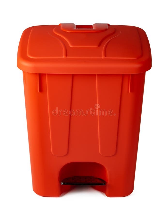 Orange Plastic Waste Bin Isolated on White Background Stock Image ...