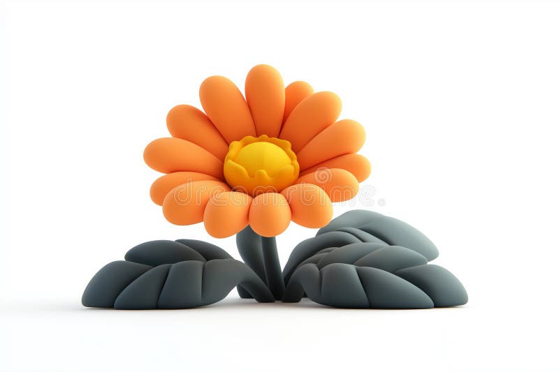 Orange Plasticine Clay Flower Isolated on White Background Stock Illustration - Illustration of ...