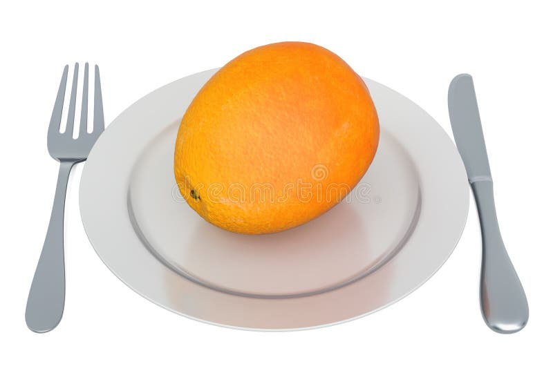 Orange In Dish With Fork And Knife Stock Vector - Illustration of icon ...