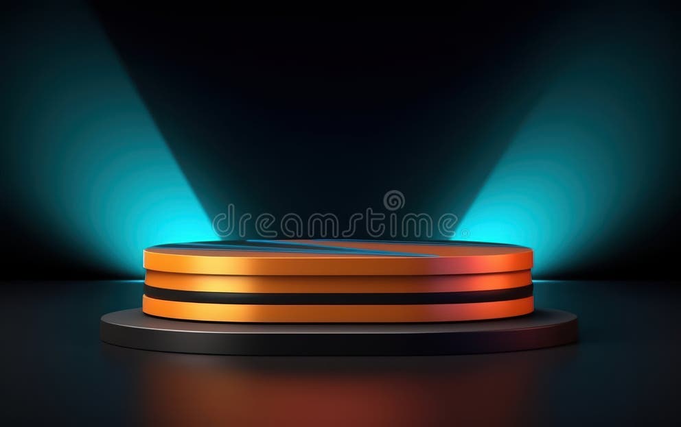 Orange Platform with Blue Lights. Created by Generative Artificial ...