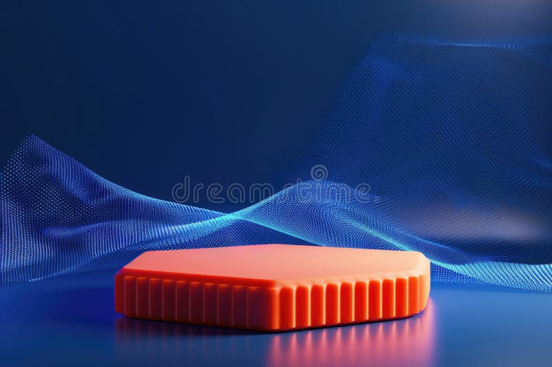 An Orange Platform Sits on a Blue Reflective Surface, with a Blue ...