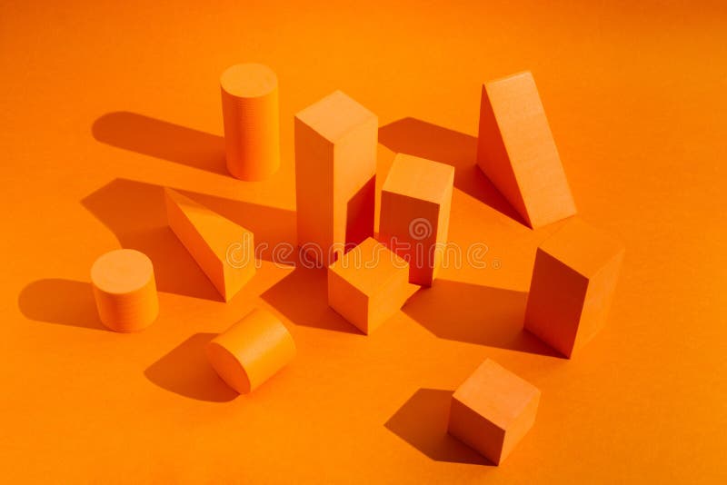 Orange Platforms with Empty Space for Products with Geometrical Figures ...