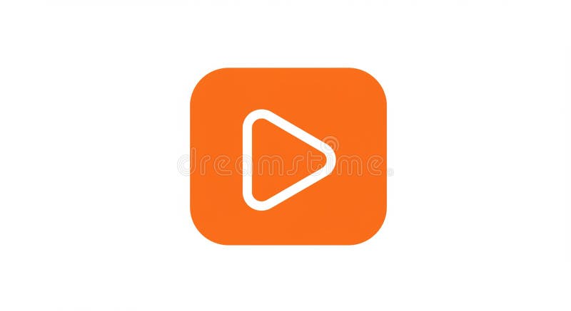 Orange Play Button Icon Featuring a Rounded Square with a White ...