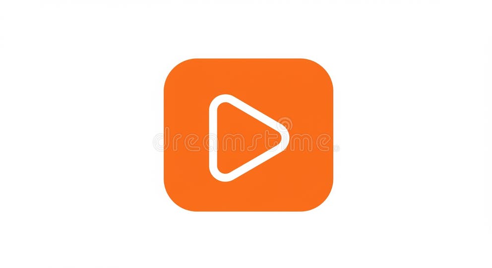 Orange Play Button Icon Featuring a Rounded Square with a White ...
