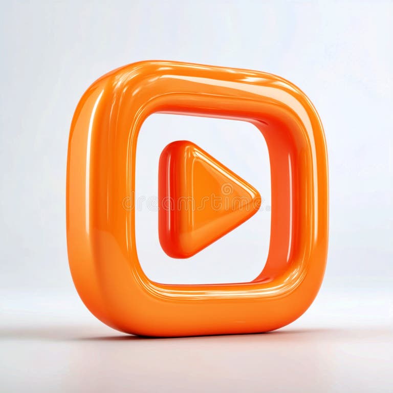 Orange Play Button in a Rounded Square Glossy Presentation Stock ...