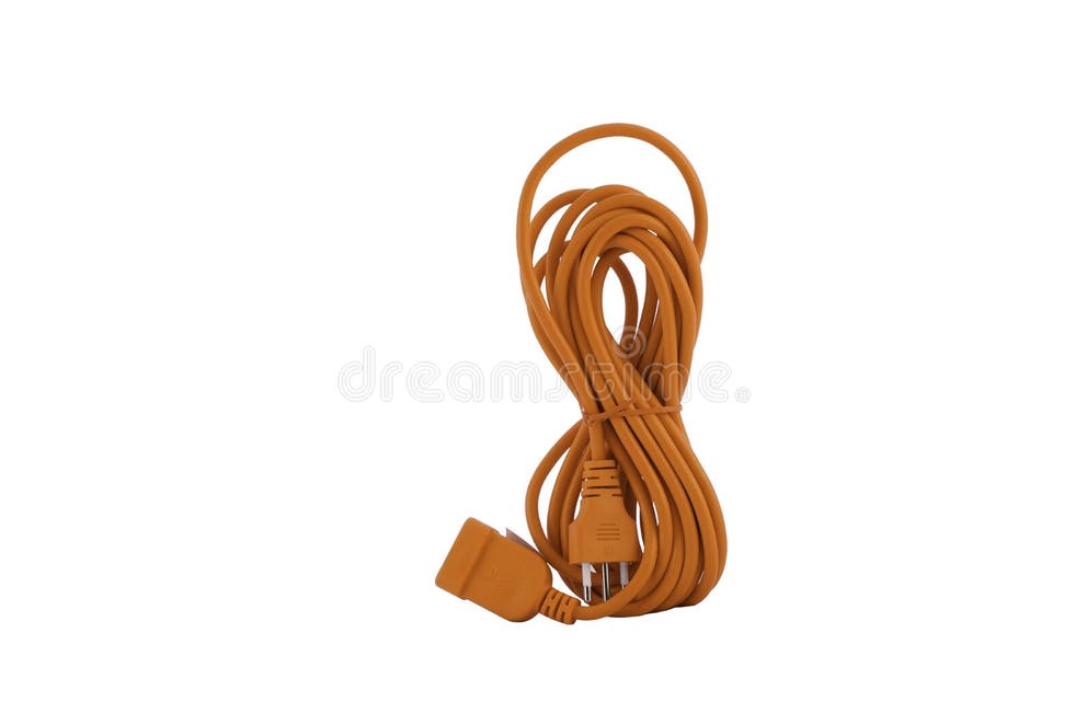 Orange Plug Extension on White Background Stock Photo - Image of long ...