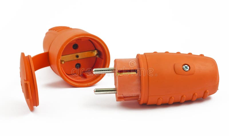 Orange Plug Connected To a White Socket Stock Image - Image of home ...