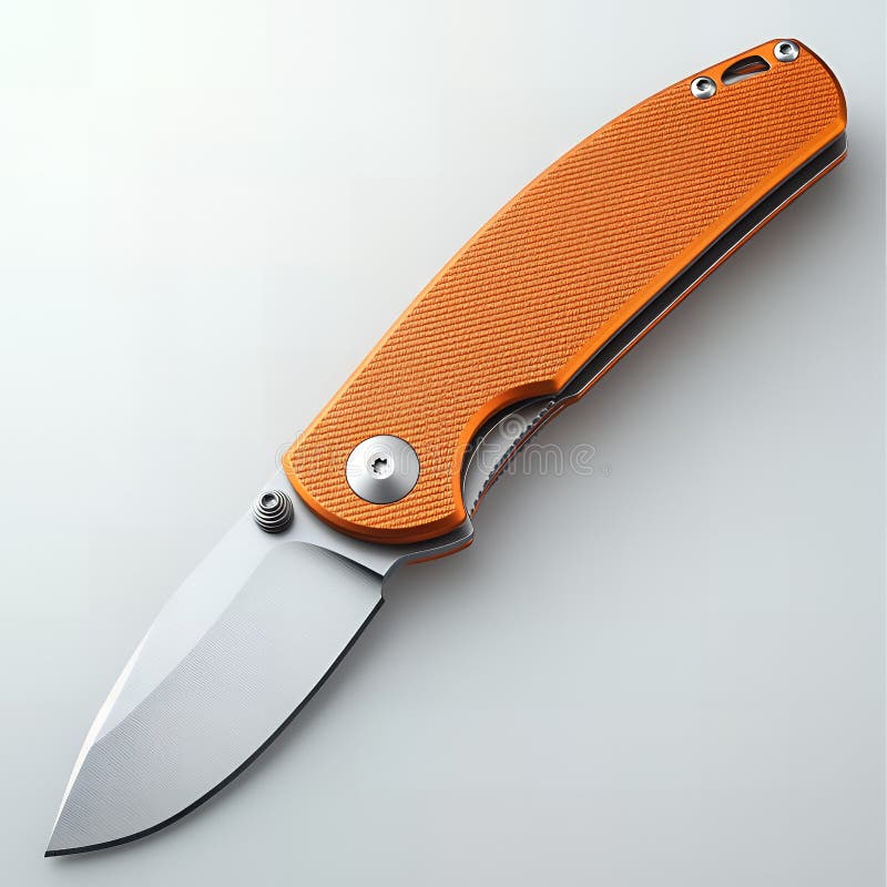 Orange Pocket Knife with a Sharp Blade Stock Illustration ...