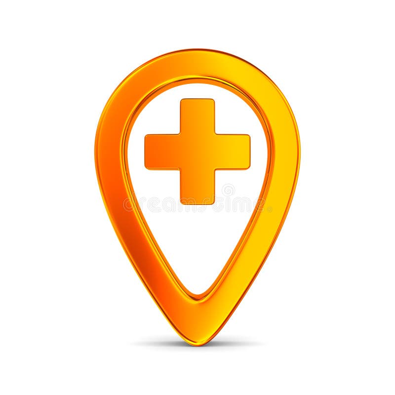 Orange Pointer Marker on White Background. Isolated 3D Illustration ...