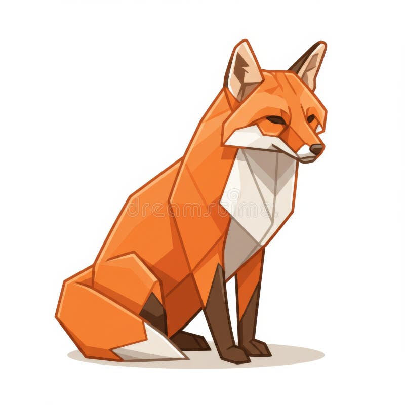 Orange Polygon Fox Illustration Stock Illustration - Illustration of ...
