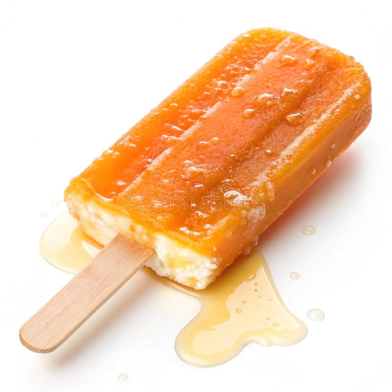 Orange Popsicle Ice Cream Isolated on White Background Stock ...