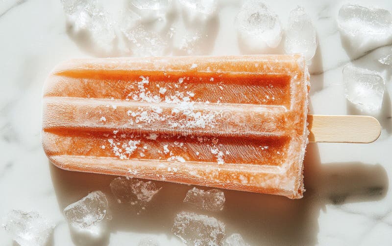 Orange Popsicle on Marble with Ice Cubes Stock Illustration ...